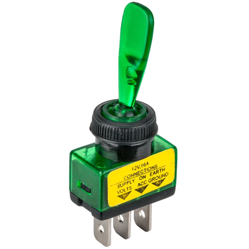 Accele 178GRN Toggle Switch with Green LED indicator