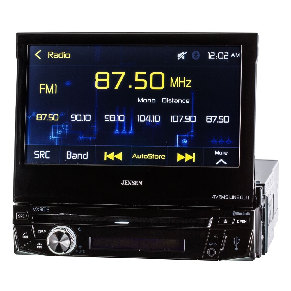 Jensen VX3016 Single DIN Flip-out In-Dash Receiver with Bluetooth, DVD ...