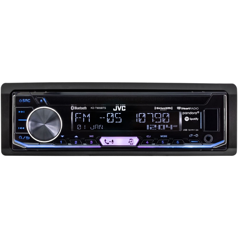 JVC KD-T905BTS Single DIN Bluetooth CD Receiver with USB and SiriusXM Ready