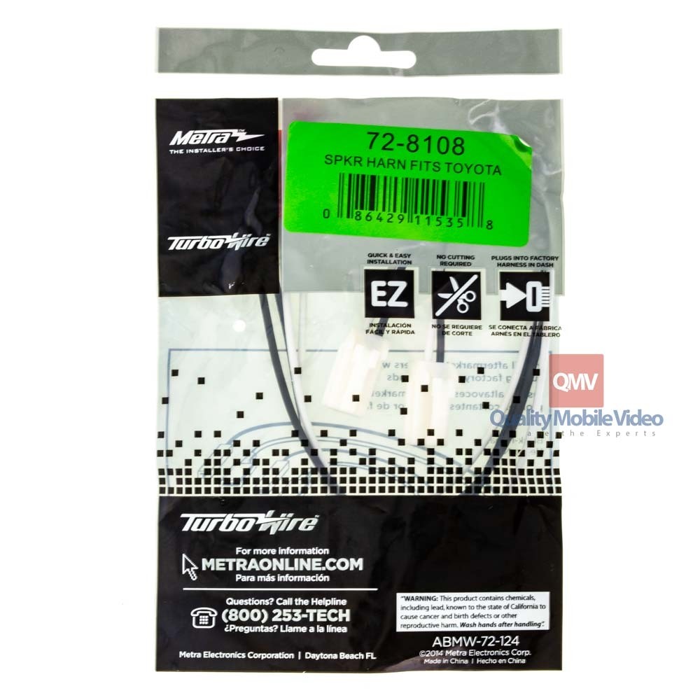 Metra 72-8108 Speaker Harness for Select Toyota Vehicles