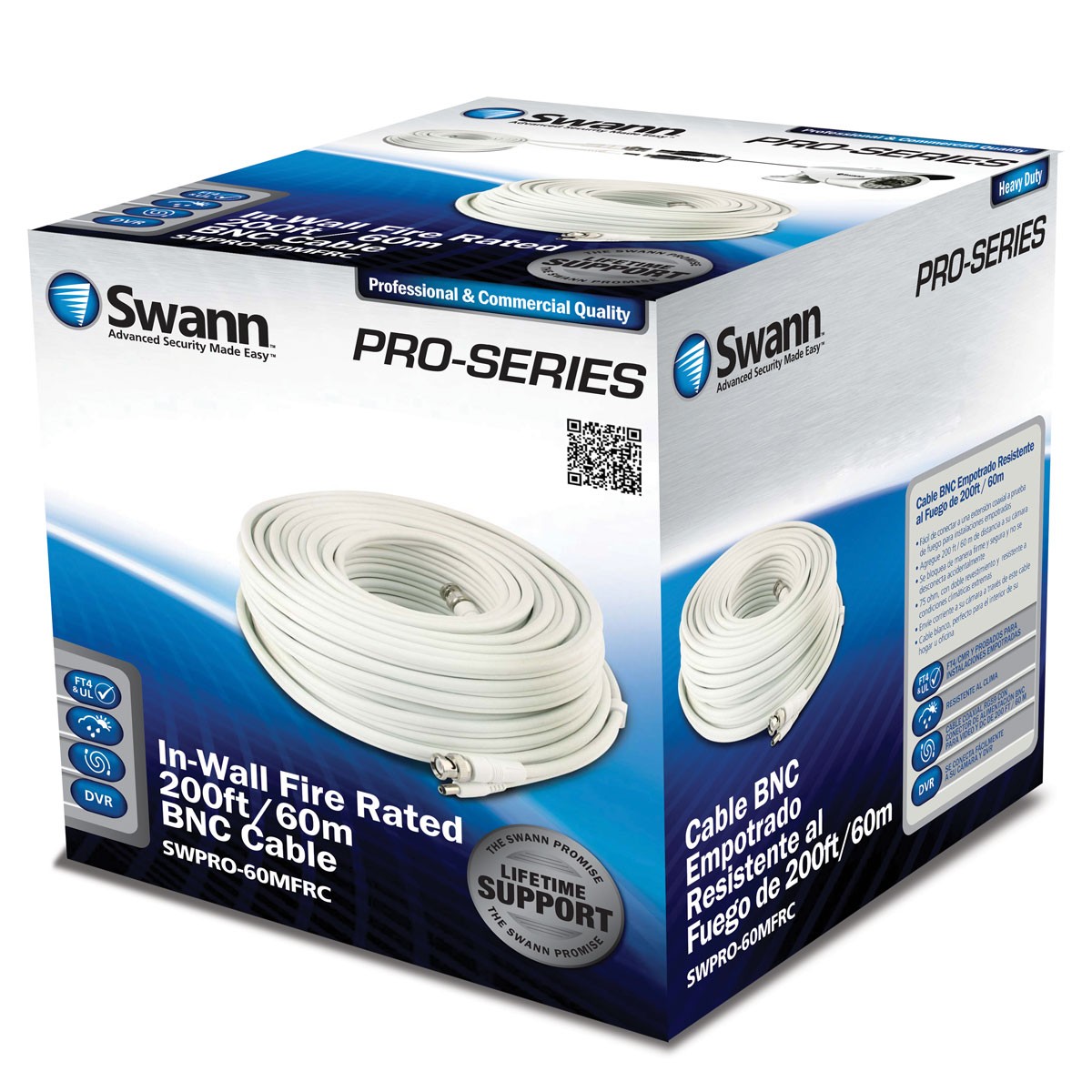 Swann SWPRO-60MFRC 200 foot Video & Power Cable with BNC and DC power plug