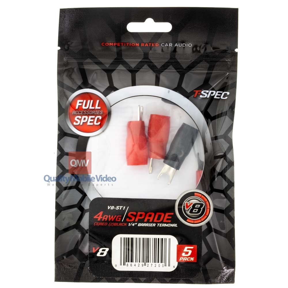 T-Spec V8-ST1 V8 Series 4 Gauge 0.25 inch Barrier Nickel Plated Spade ...